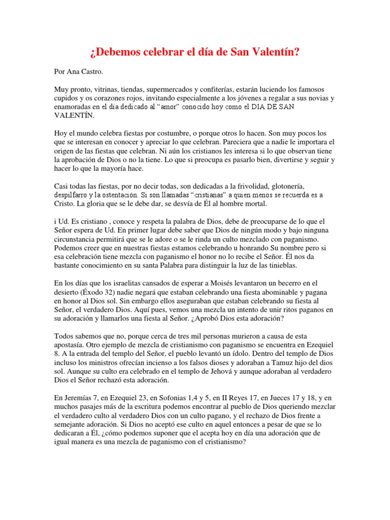 Debemos Celebrar El Día de San Valentín | PDF | día de San Valentín | Santo