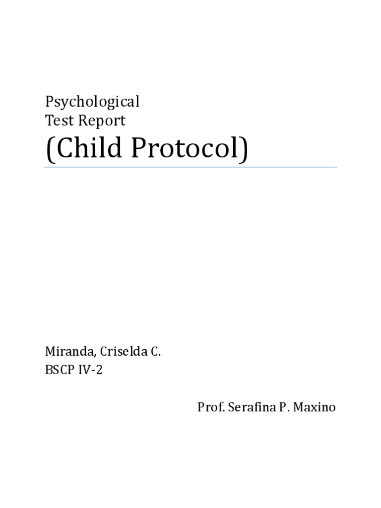 Child Protocol | PDF | Shyness | Impulsivity