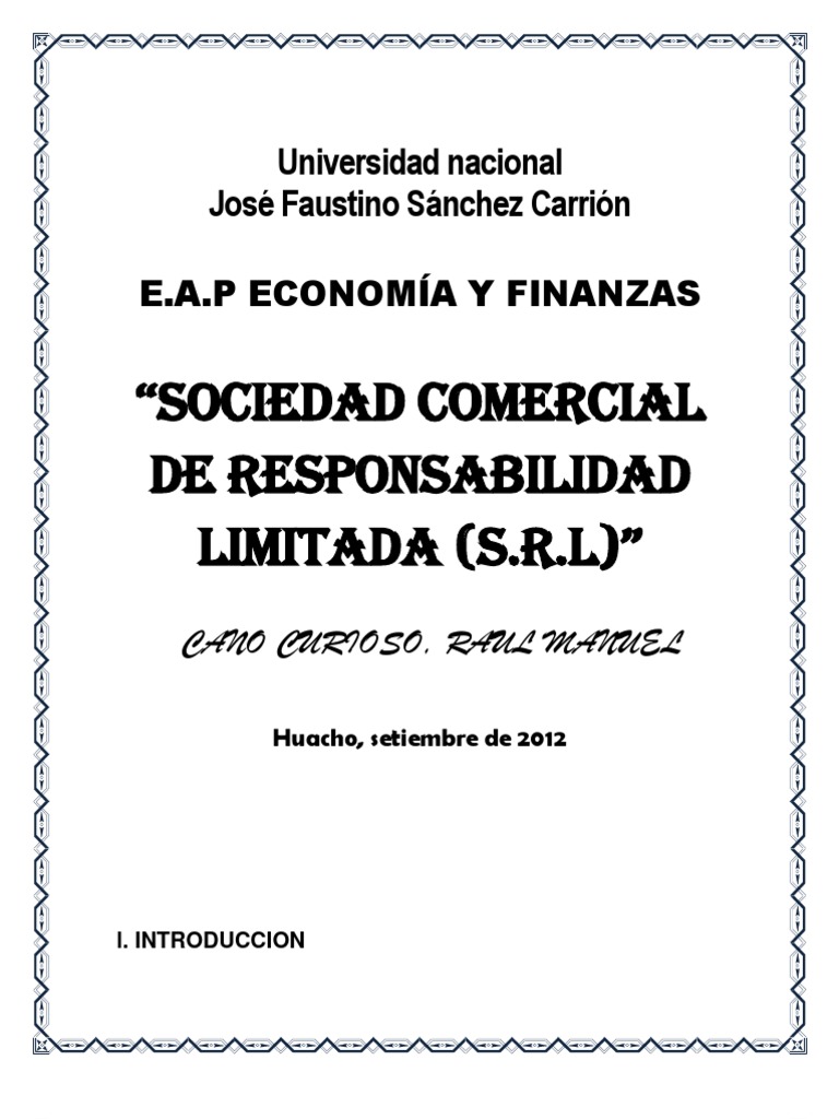 Sociedad Comercial de Responsabilidad Limitada | PDF | Compañía de responsabilidad limitada ...