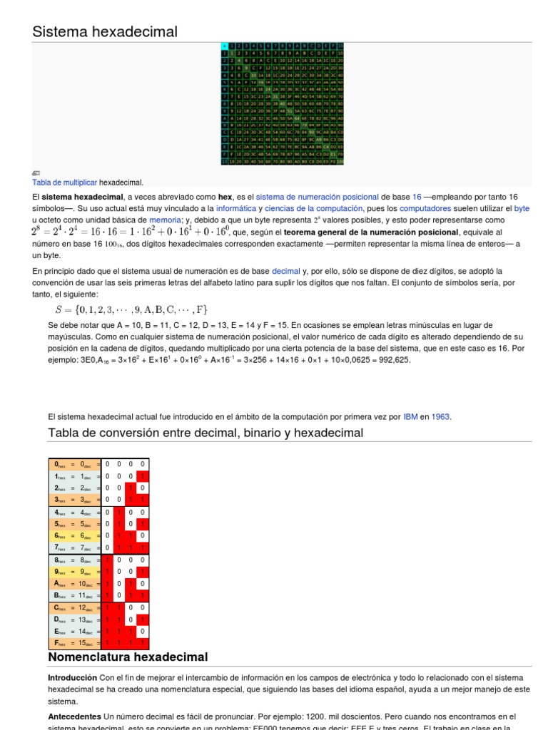 Hexadecimal | PDF | Estudios de idiomas extranjeros