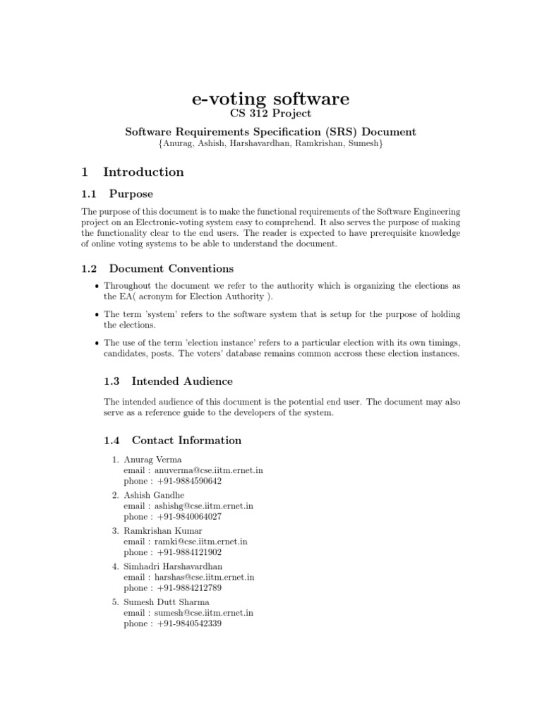 Evote Srs | PDF | Web Server | Internet & Web