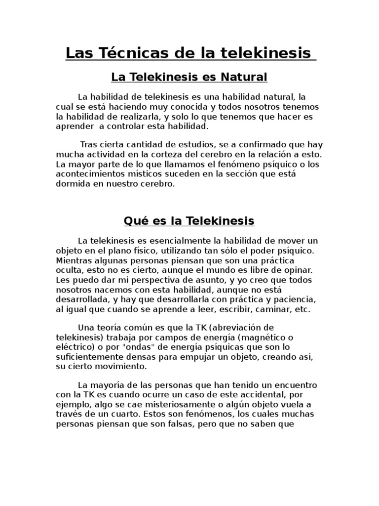 Manual de Telekinesis - Andres Prado | Descargar gratis PDF | Psique ...