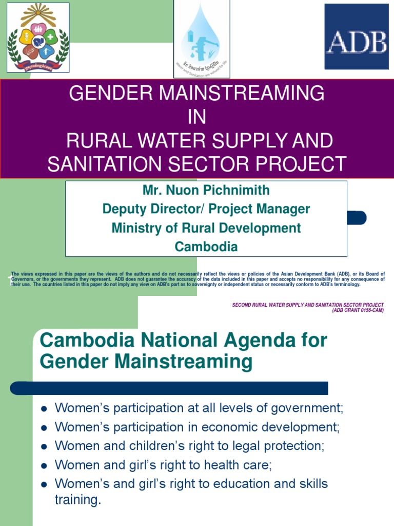 Gender Mainstreaming in Rural Water Supply and Sanitation Sector ...