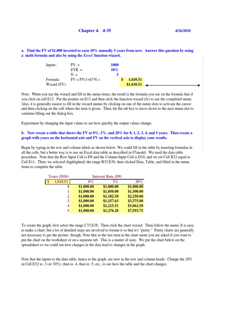 Analyzing Financial Calculations Using Excel Formulas and Functions ...