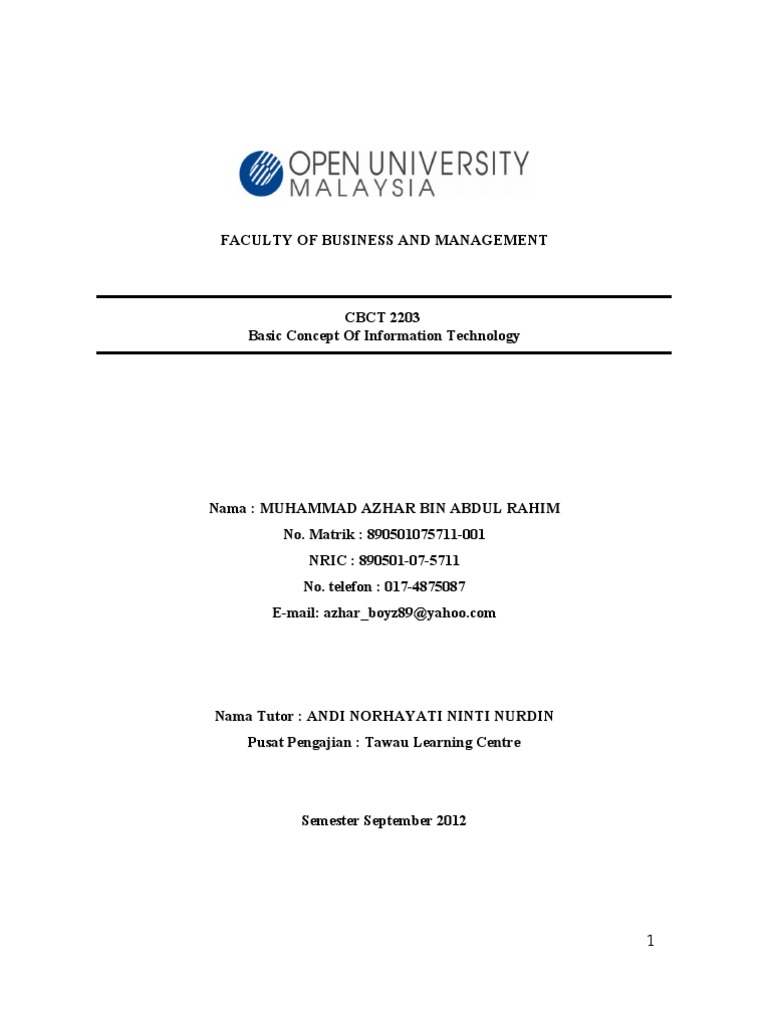 CBCT2203 Basic Concepts of Information Technology | PDF