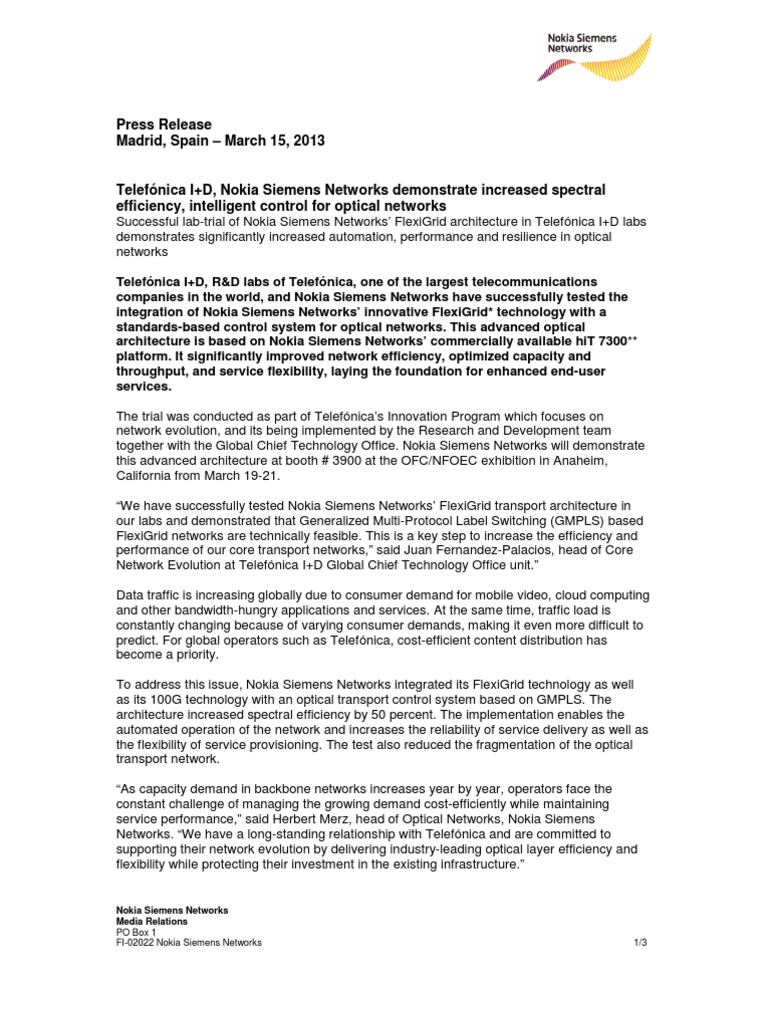 Nokia Siemens Networks | PDF | Nokia | Wavelength Division Multiplexing