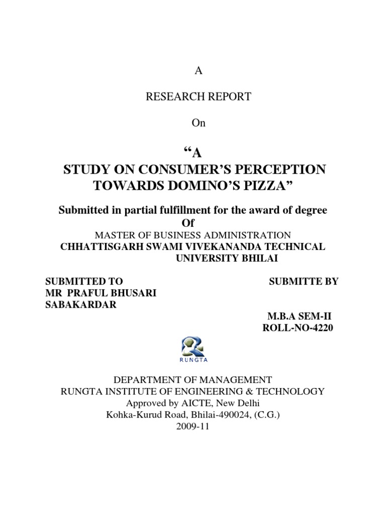 Domino's Pizza | PDF | Questionnaire | Statistical Hypothesis Testing