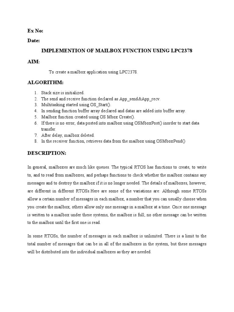Implemention of Mailbox Function Using LPC2378 | PDF | Information Technology Management ...