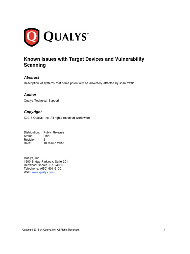QualysGuard Known Issues 20130311 | PDF | Denial Of Service Attack ...