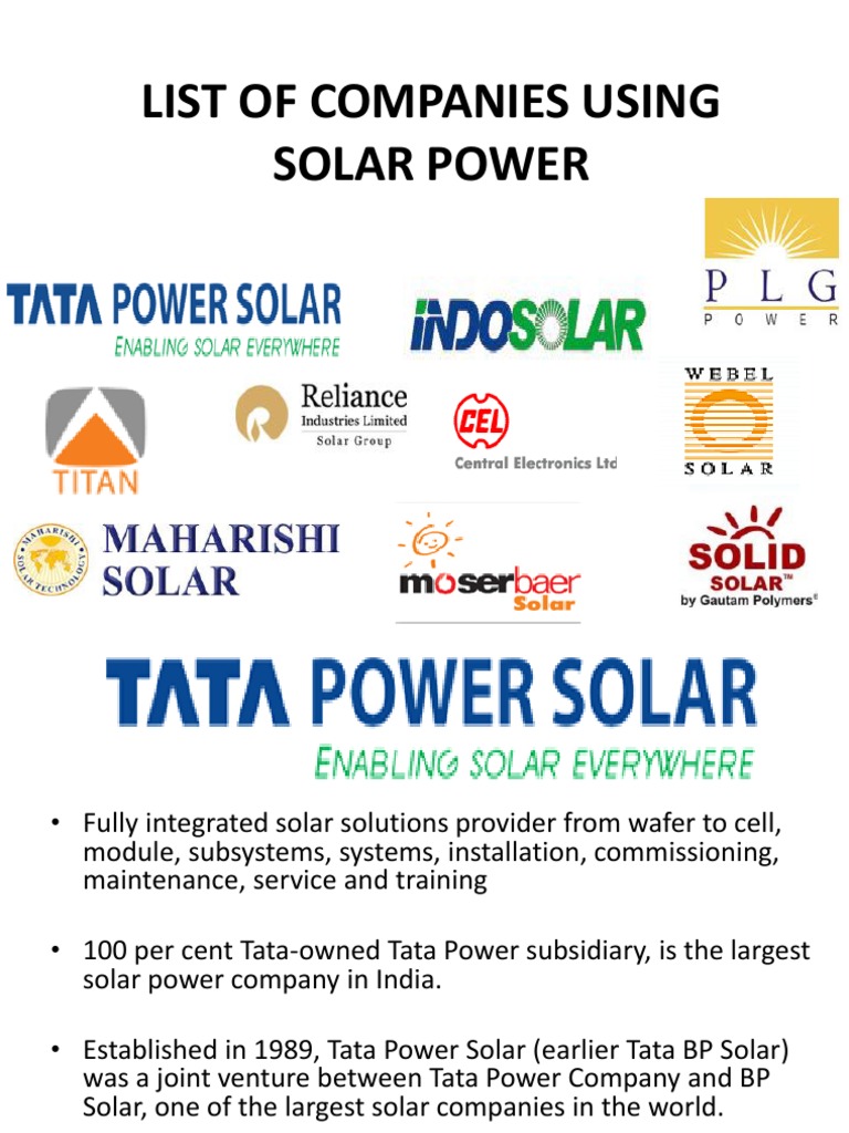 Top Solar Companies in India List | PDF | Photovoltaics | Solar Panel