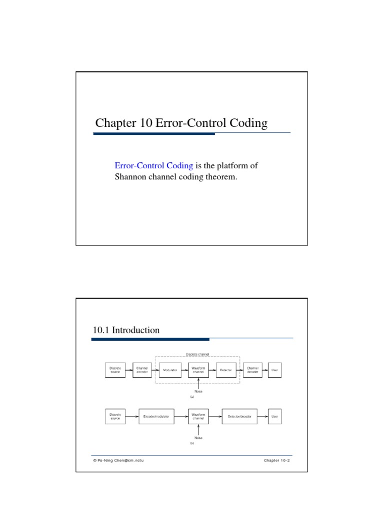 Chapter 10 Error Control Coding Error Detection And Correction Forward Error Correction