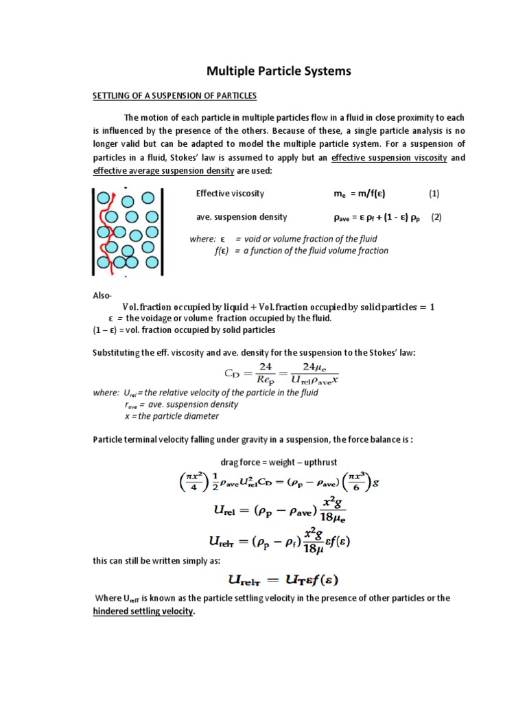 Multiple Particle Systems | PDF | Suspension (Chemistry) | Density