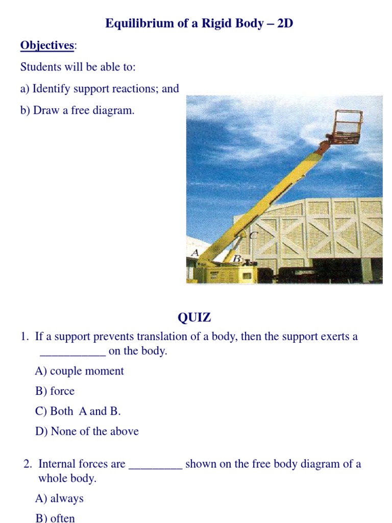 1 - Topic 06 - 2D Equilibrium of A Rigid Body | PDF | Force ...