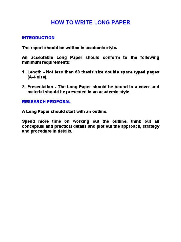 HOW TO WRITE LONG RESEARCH PAPERS | PDF | Survey Methodology | General ...