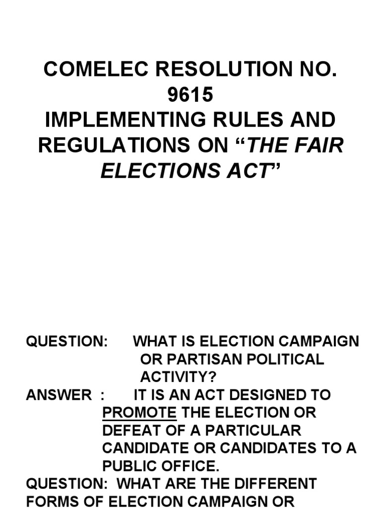 Fair Elections Act Campaign Guidelines | PDF | Foods