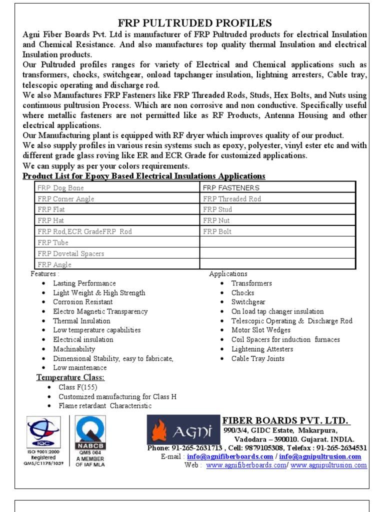 FRP Pultrusion Catalog | PDF | Fibre Reinforced Plastic | Epoxy