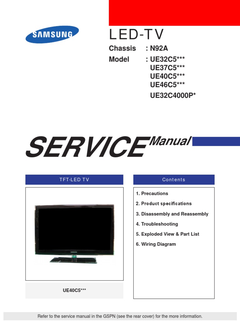 Samsung Led-Tv Ue32!37!40 - 46c5xxx, Ue32c4000px N92a | PDF | Usb ...