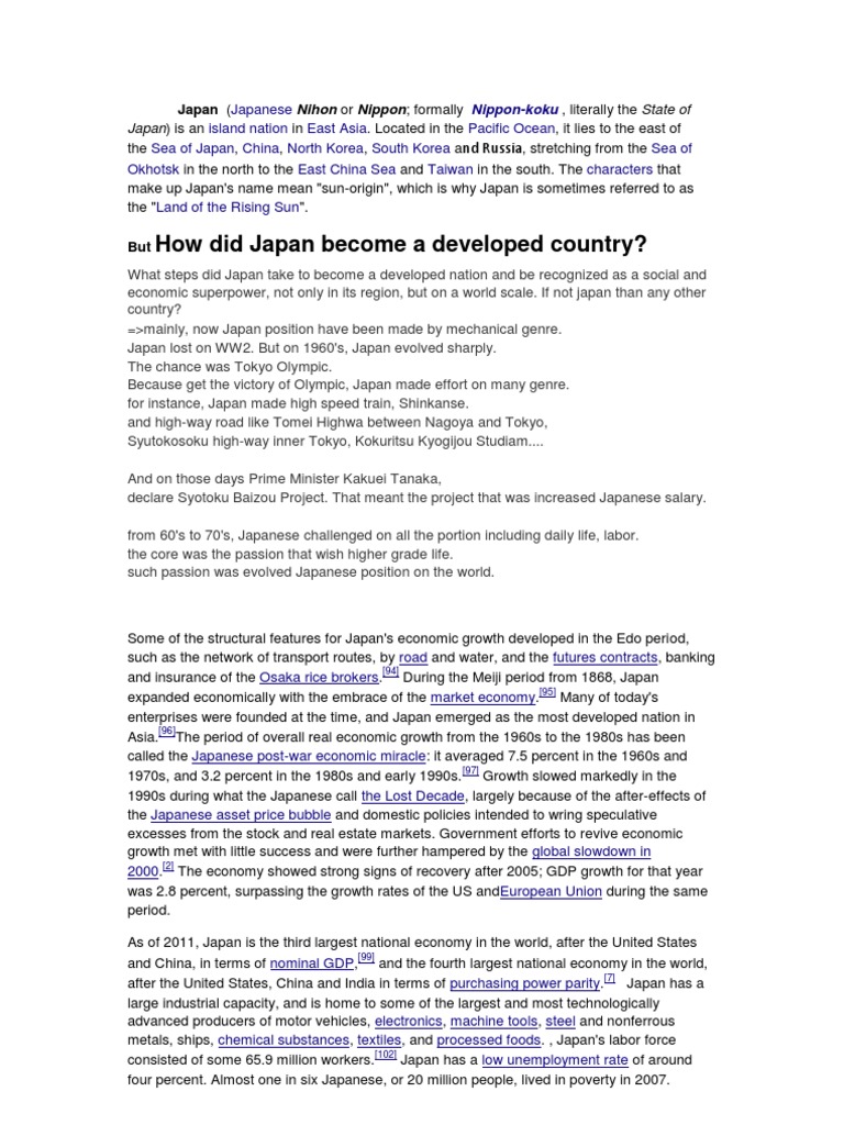 How Did Japan Become A Developed Country? | PDF | Japan | Economic Growth