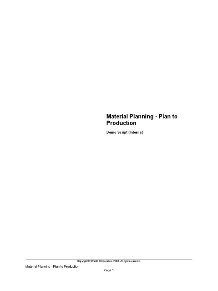 Material Planning - Plan To Production | PDF | Forecasting | Simulation