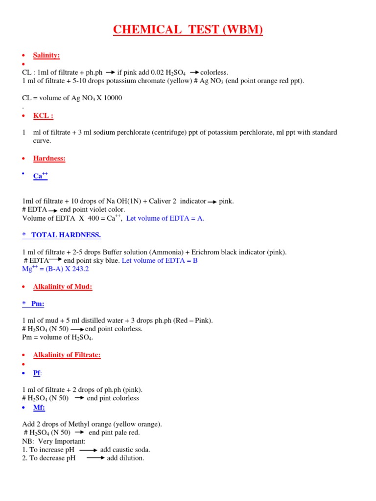 Mud Testing | PDF | Sodium Hydroxide | Properties Of Water