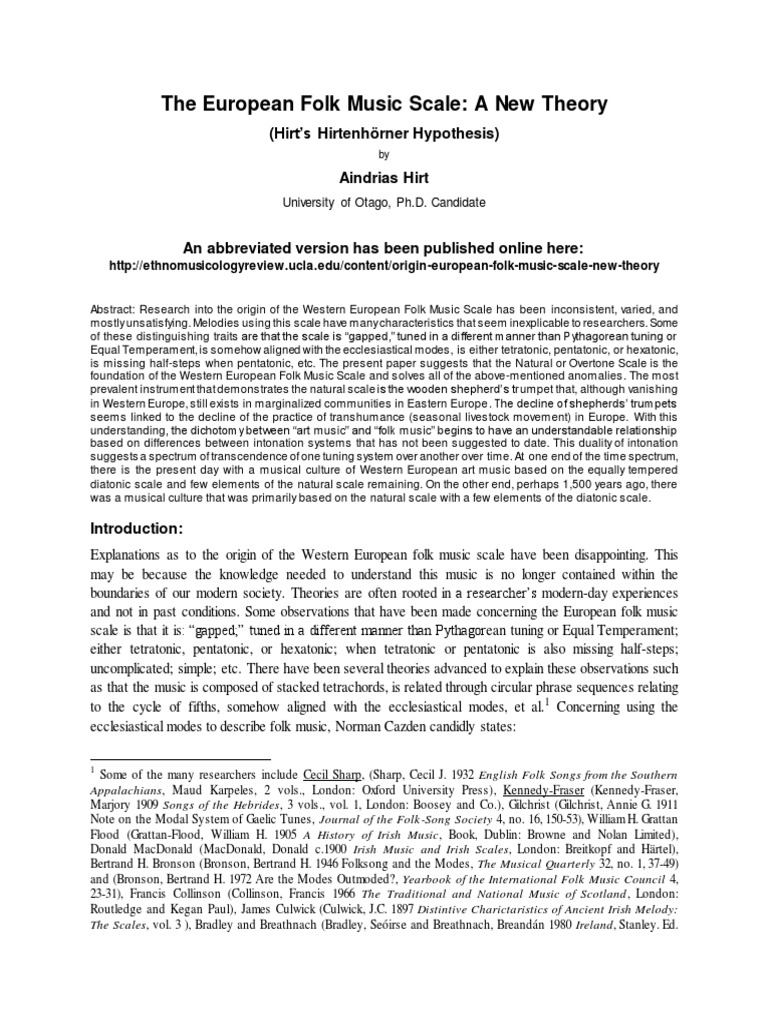 The European Folk Music Scale | PDF | Scale (Music) | Cent (Music)