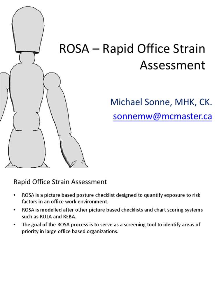 ROSA: Office Strain Assessment Tool | PDF | Chair | Computing And ...
