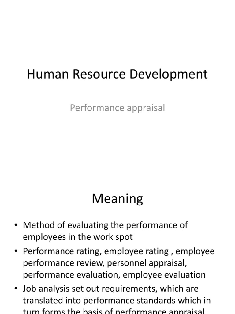 Human Resource Development: Performance Appraisal | PDF | Performance ...