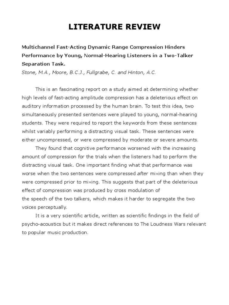 The Loudness Wars - Literature Review | PDF | Sound | Acoustics