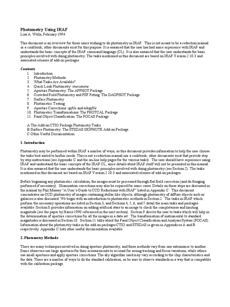 Ellipse Photometry IRAF | PDF | Stars | Computing And Information ...