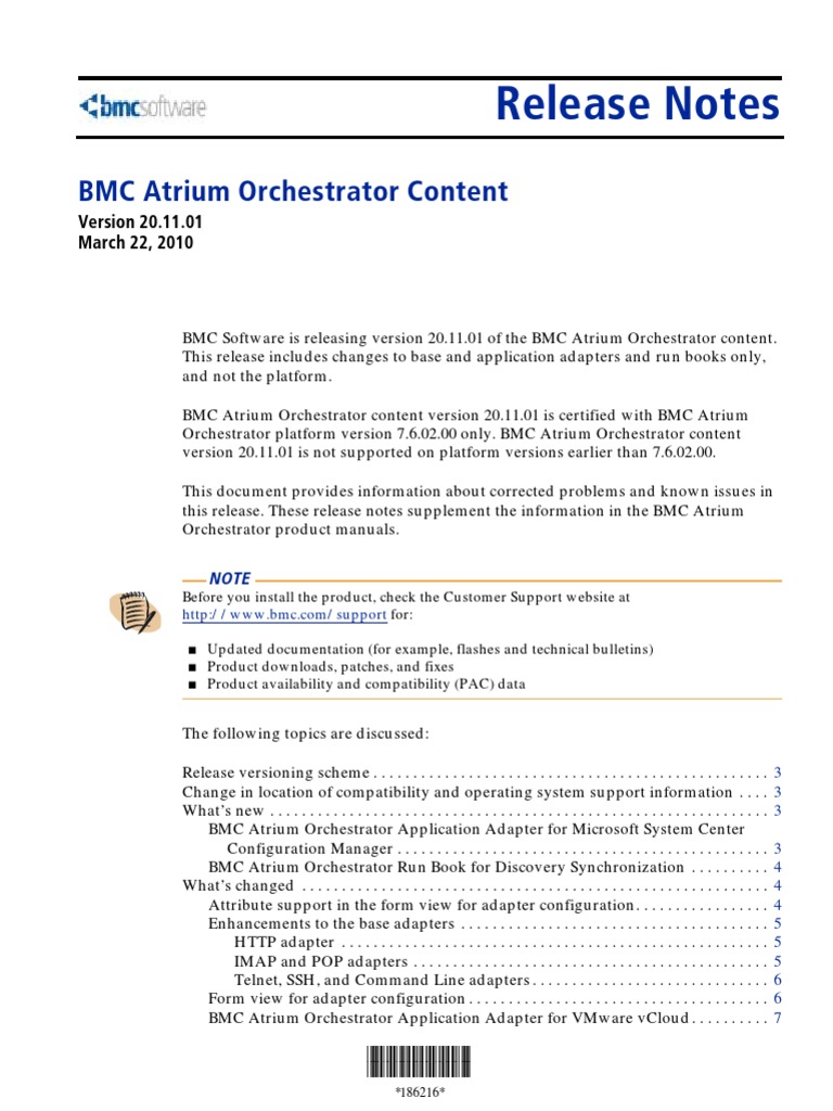 BMC Atrium Orchestrator 20-11-01 Content Release Notes | PDF ...