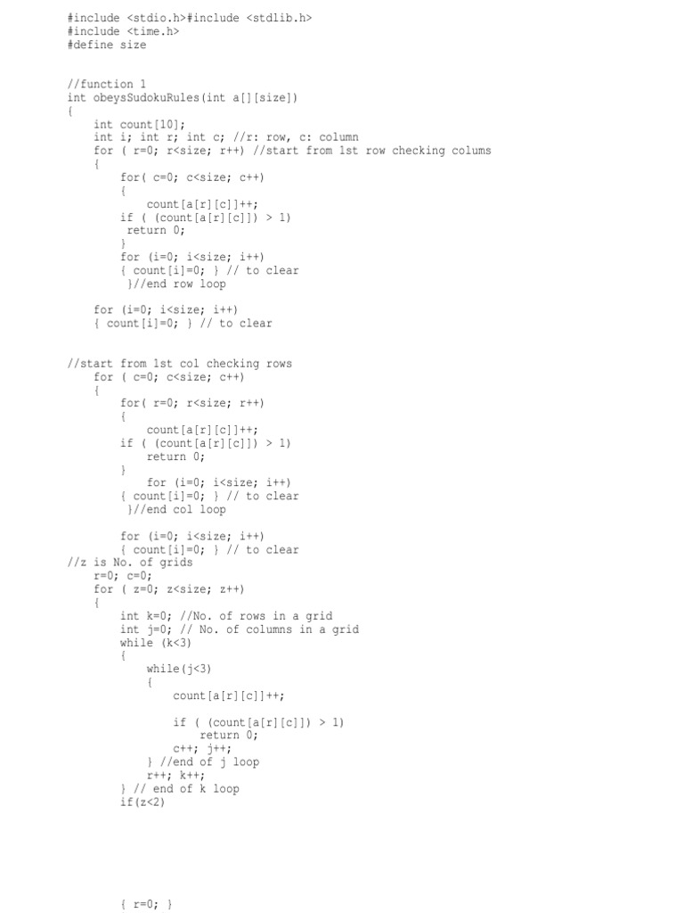 Sudoku in C | PDF | Software Engineering | Areas Of Computer Science