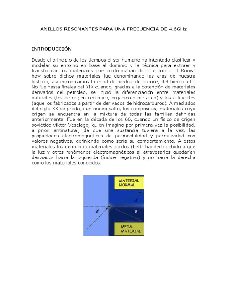 Anillos Resonantes | PDF | Metamaterial | Radiación electromagnética
