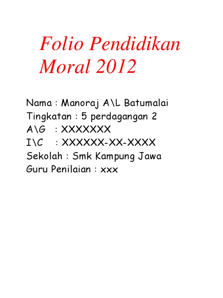 Pendidikan Moral Folio (2012) | PDF | Ilmu Sosial | Kesehatan Holistik