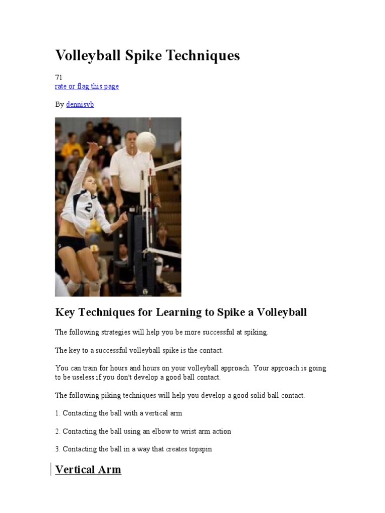 Volleyball Spike Techniques | PDF | Volleyball | Games Of Physical Skill