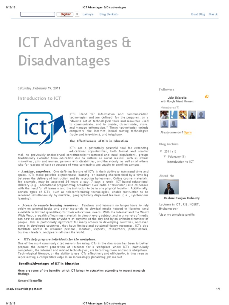 ICT Advantages | PDF | Educational Technology | Information And ...
