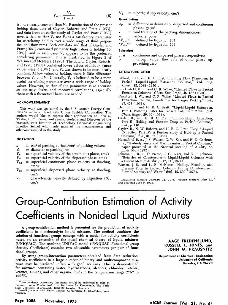 Group-Contribution Estimation of Activity Coefficients in Nonideal ...