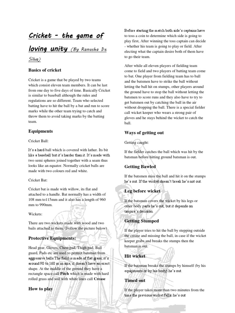 Basics of Cricket | PDF | Cricket | Cricket Skills