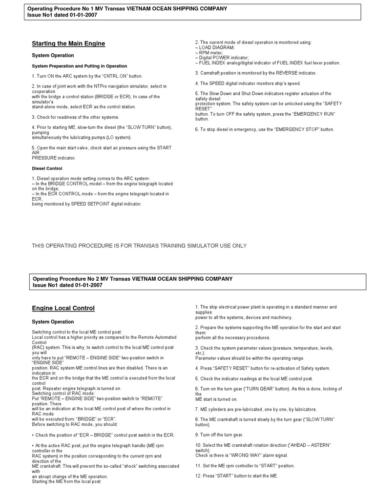 Tanker LCC Operating Procedures | PDF | Fuel Oil | Diesel Engine