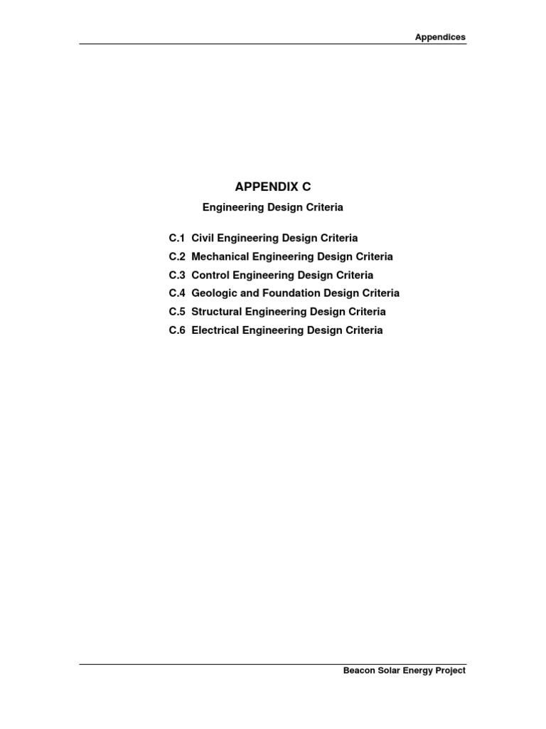 Appendix C.1 Civil Engineering Design Criteria | PDF | Duct (Flow) | Valve
