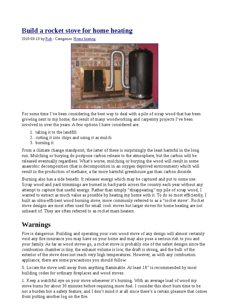 Build A Rocket Stove For Home | PDF | Stove | Chimney