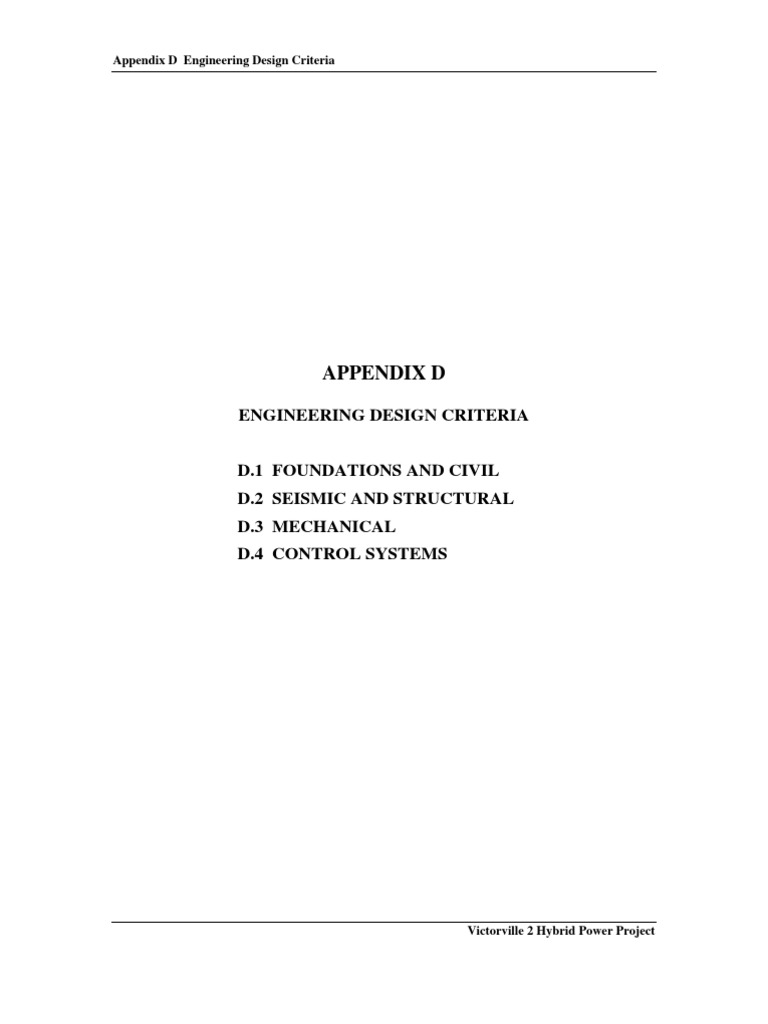 Appendix D Engin Design Criteria | PDF | Structural Load | Concrete
