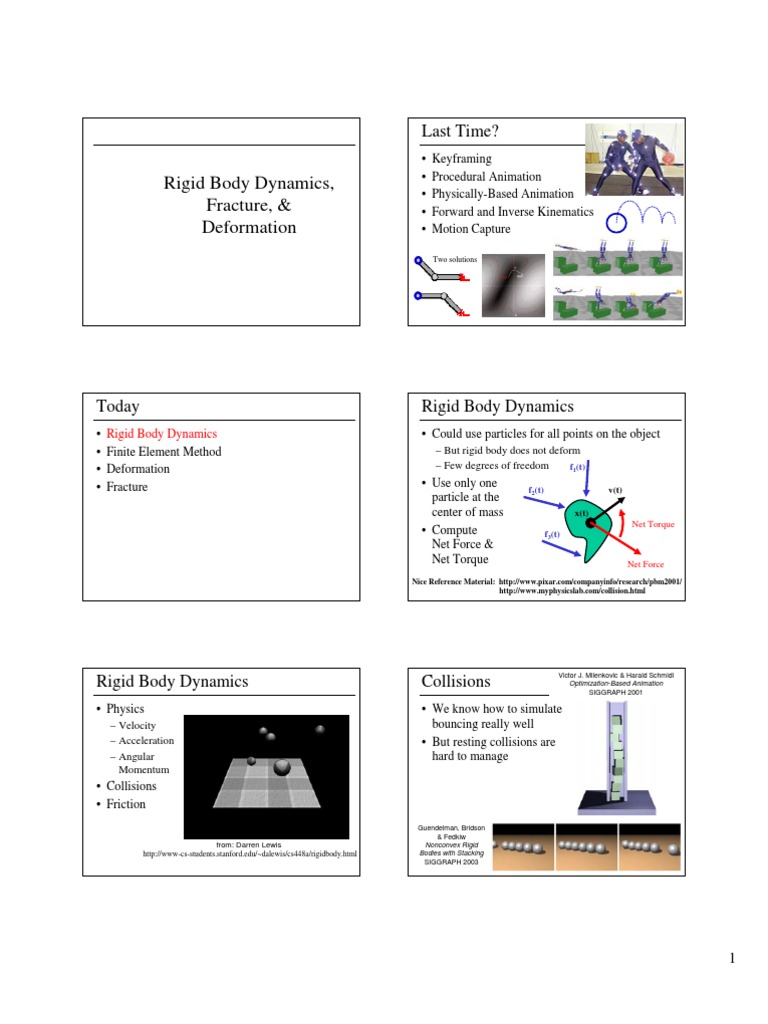 Rigid Body Dynamics and Deformation Techniques | PDF | Deformation ...