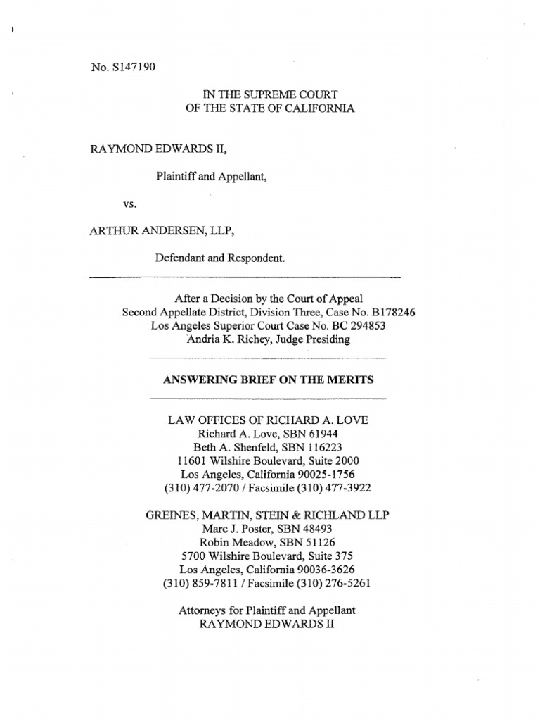 Edwards Answering Brief On The Merits | PDF | Restraint Of Trade ...