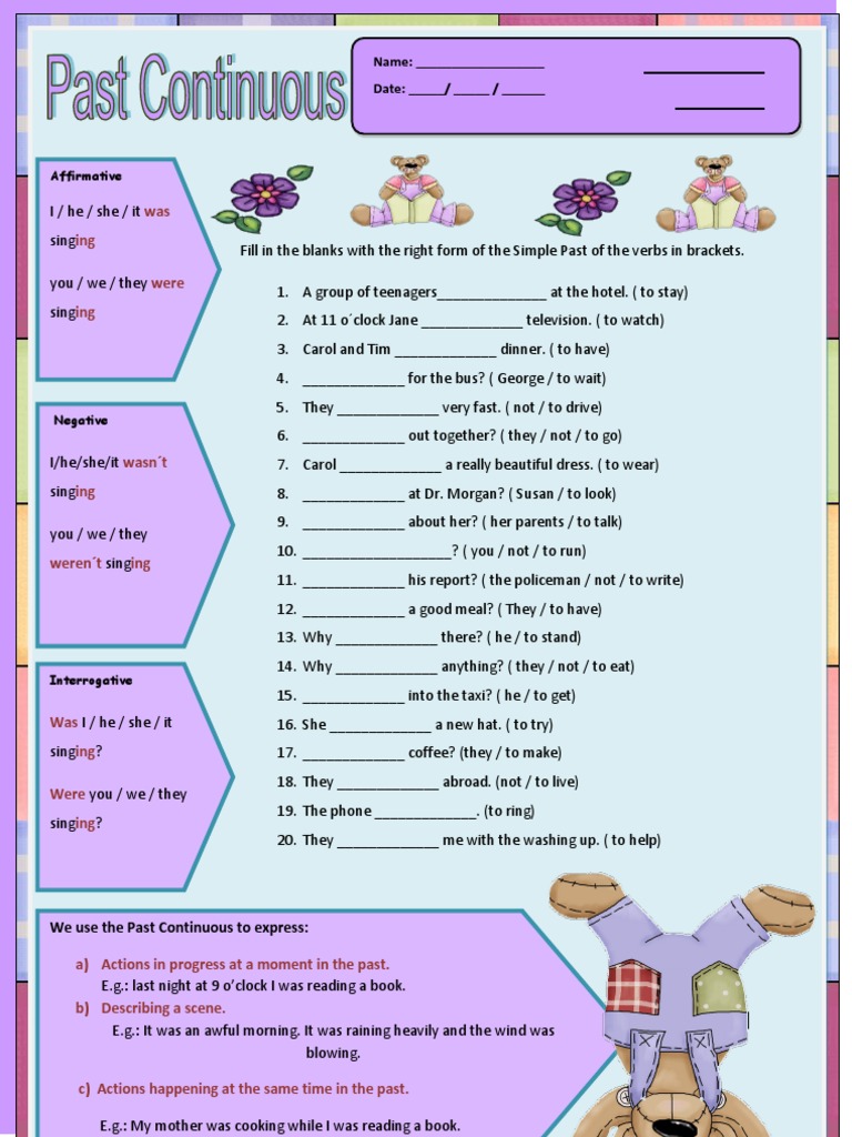 Revising Tenses Past Continuous | PDF | Rules | Linguistic Typology