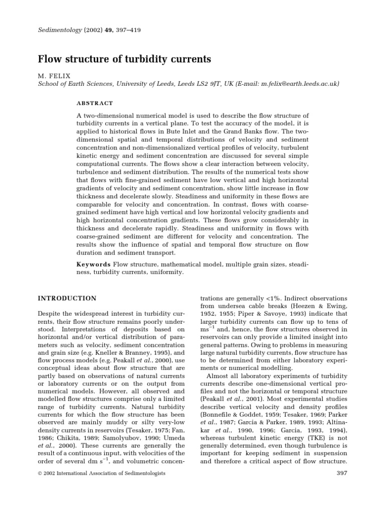 Flow Structure of Turbidity Currents - Numerical Modeling | PDF | Sediment | Deposition (Geology)