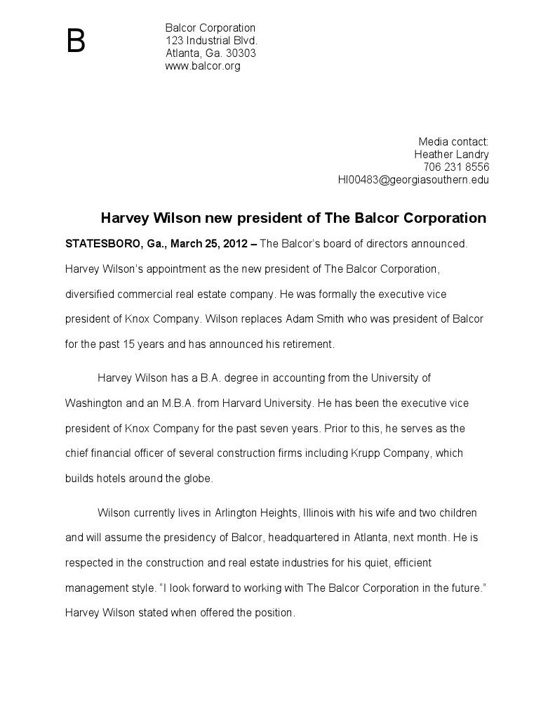 Harvey Wilson Appointed President of Balcor | PDF | Politics