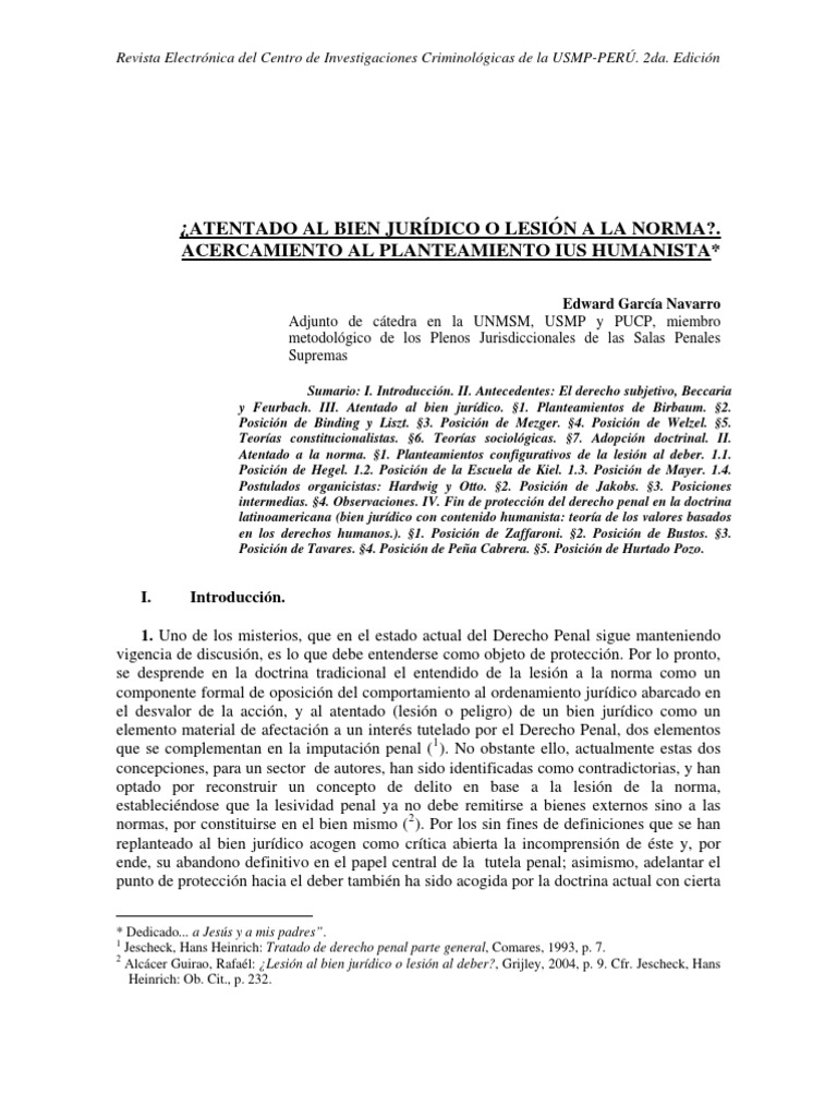 Lesión a la norma y bien jurídico en Derecho | PDF | Derecho penal | Delito