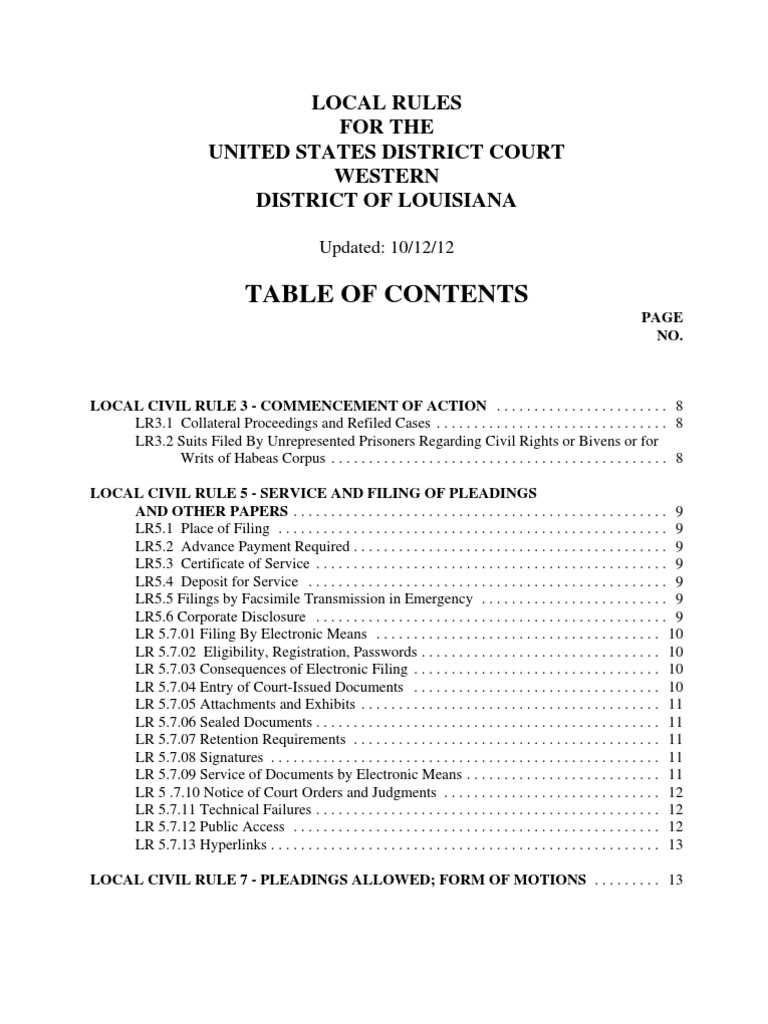 Local Rules For The US District Court | PDF | Discovery (Law) | Pleading