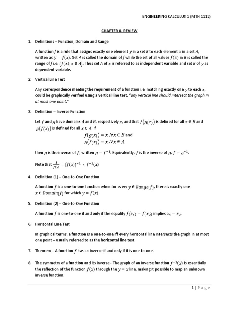 Engineering Calculus 1: Functions Overview | PDF | Teaching Methods ...