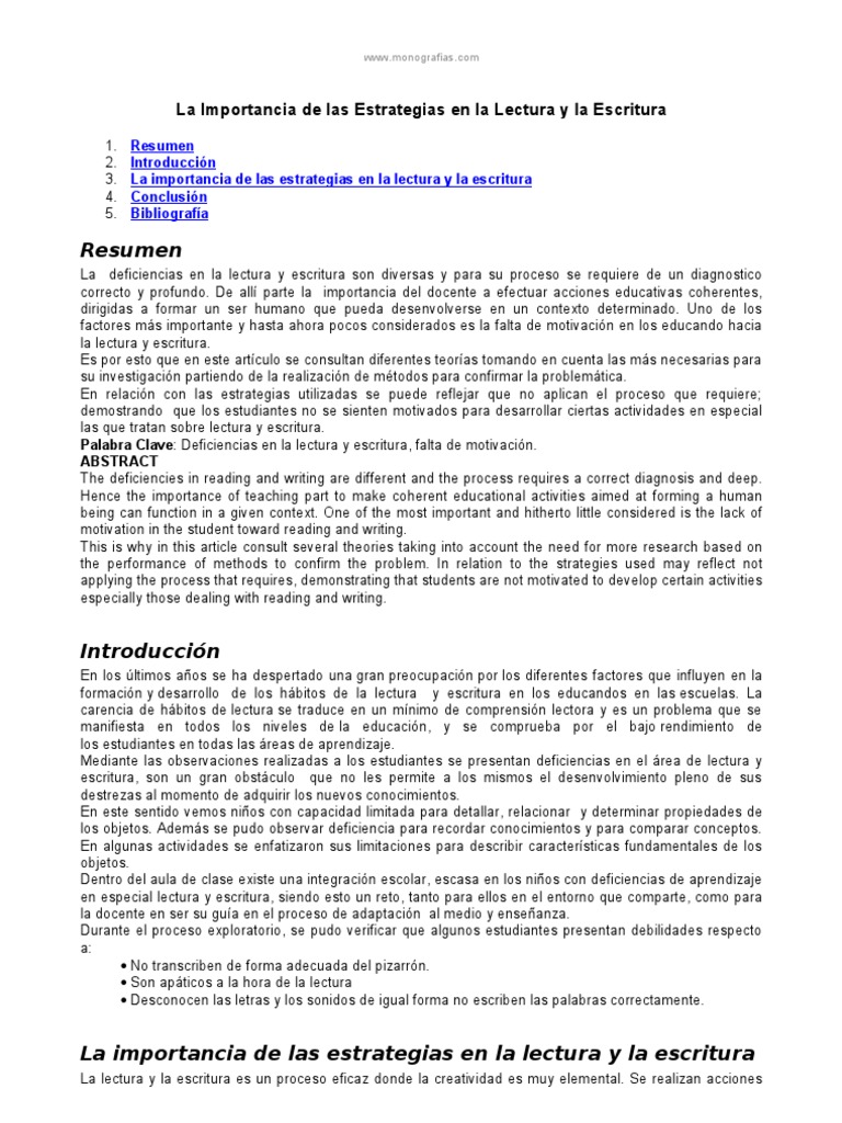Estrategias Efectivas en Lectura y Escritura | PDF | Lectura (proceso ...